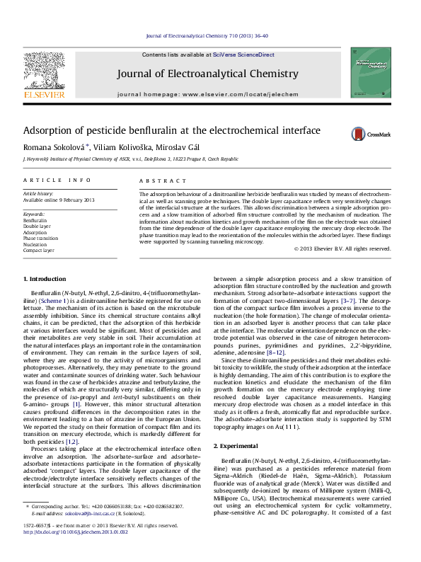 (PDF) Adsorption of pesticide benfluralin at the electrochemical interface