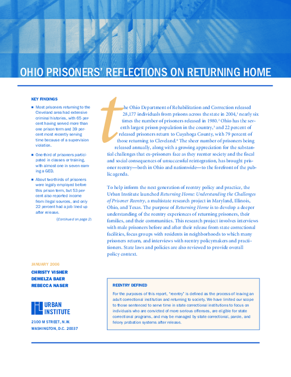 (PDF) Ohio Prisoners' Reflections on Returning Home