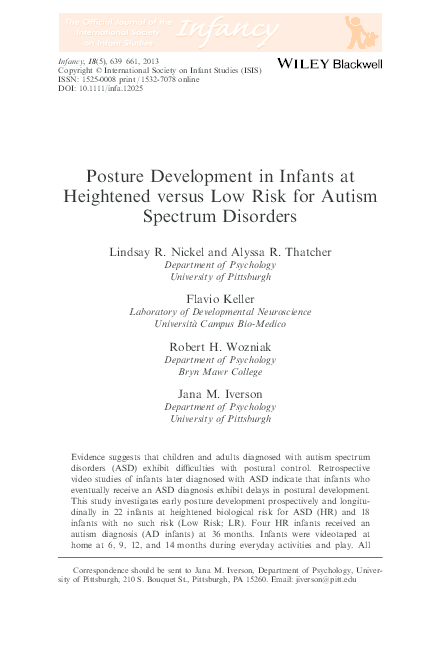 (PDF) Posture Development in Infants at Heightened versus Low Risk for ...