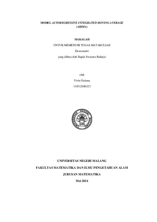 Pdf Model Autoregressive Integrated Moving Average Arima