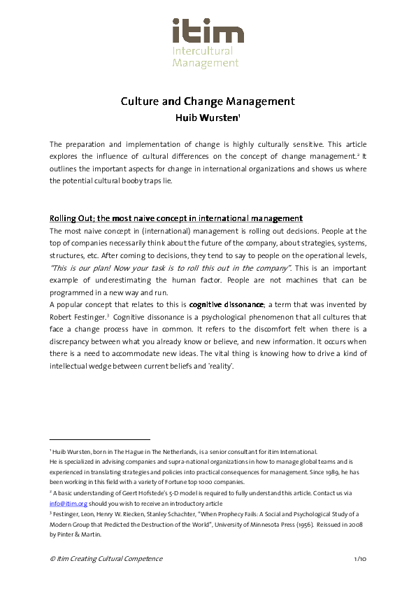 (PDF) Culture and Change Management