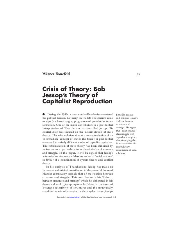 (PDF) Crisis of Theory: Bob Jessop's Theory of Capitalist Reproduction