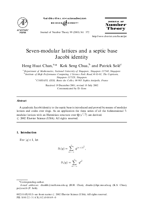 (PDF) Seven-modular lattices and a septic base Jacobi identity ...