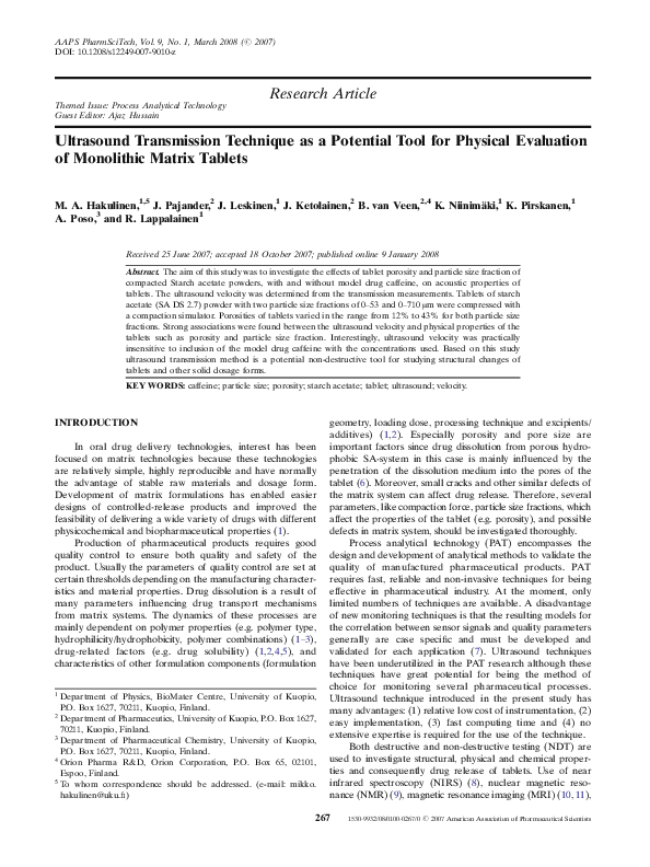 Pdf Ultrasound Transmission Technique As A Potential Tool For Physical Evaluation Of