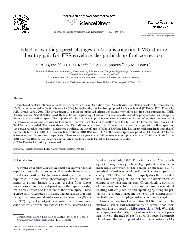 (PDF) Effect of walking speed changes on tibialis anterior EMG during ...