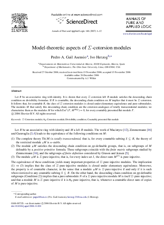(PDF) Model-theoretic aspects of -cotorsion modules