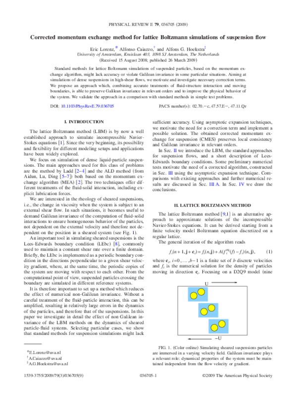 (PDF) Corrected momentum exchange method for lattice Boltzmann simulations of suspension flow
