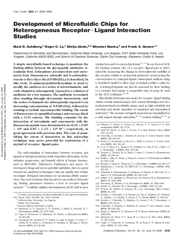 (PDF) Development of Microfluidic Chips for Heterogeneous Receptor− ...