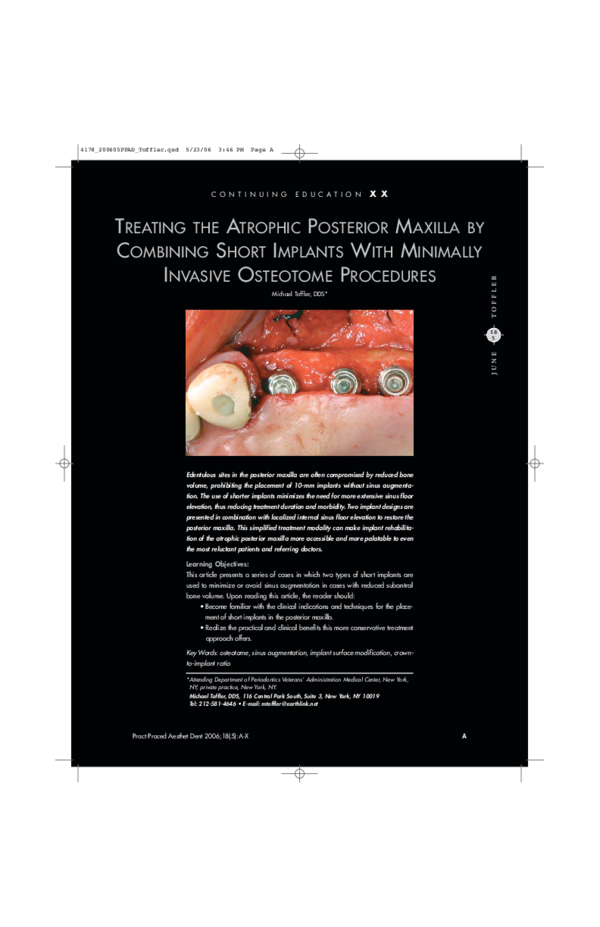 (PDF) Treating the atrophic posterior maxilla by combining short ...