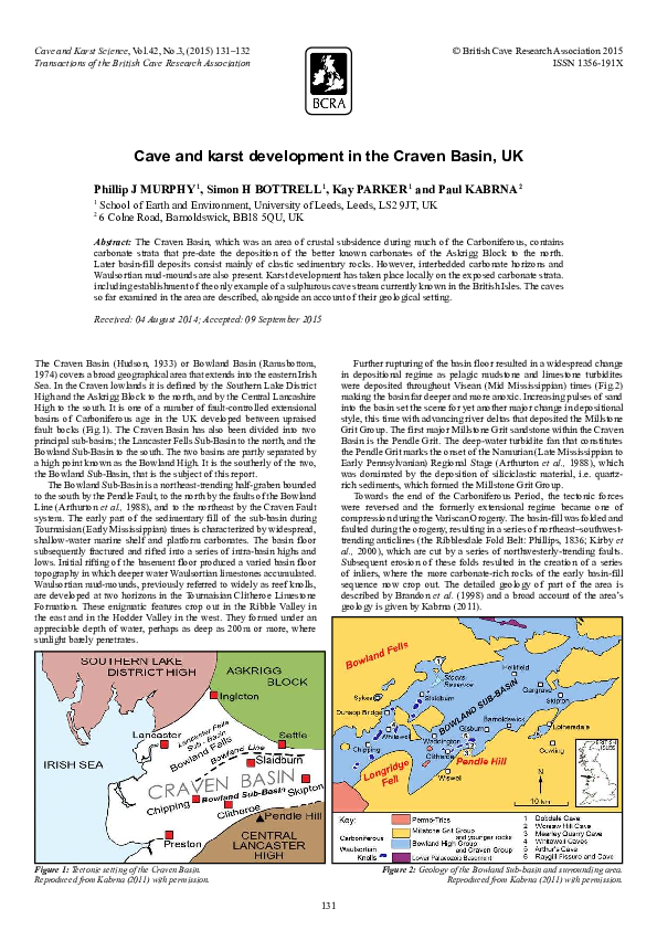 (PDF) Cave and karst development in the Craven Basin, UK