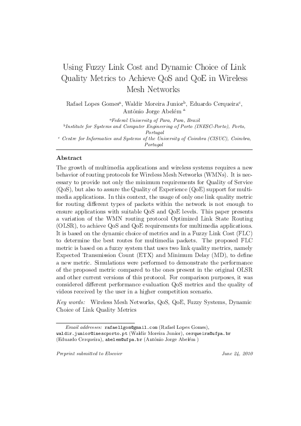 (PDF) Using fuzzy link cost and dynamic choice of link quality metrics ...