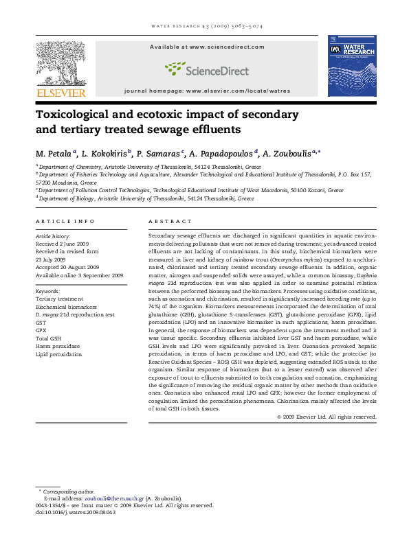 (PDF) Toxicological and ecotoxic impact of secondary and tertiary ...