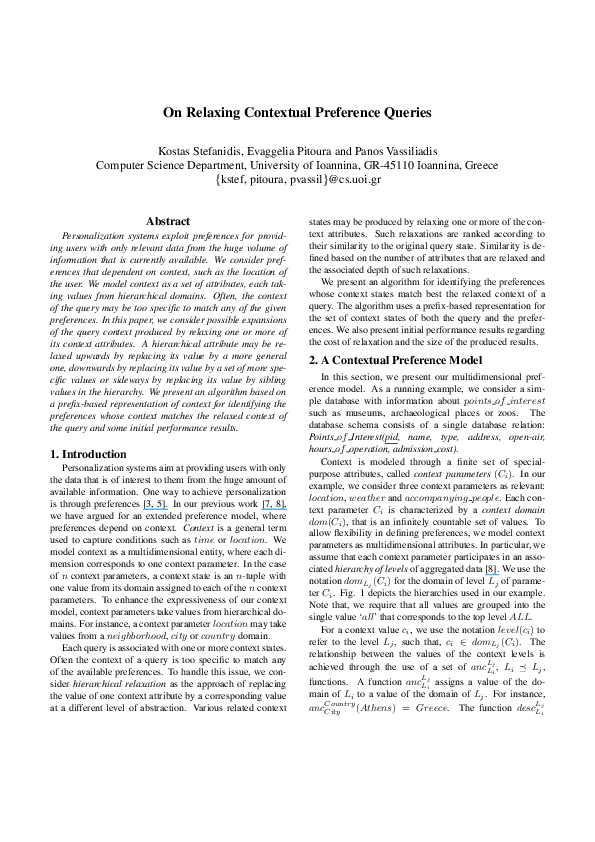 (PDF) On Relaxing Contextual Preference Queries