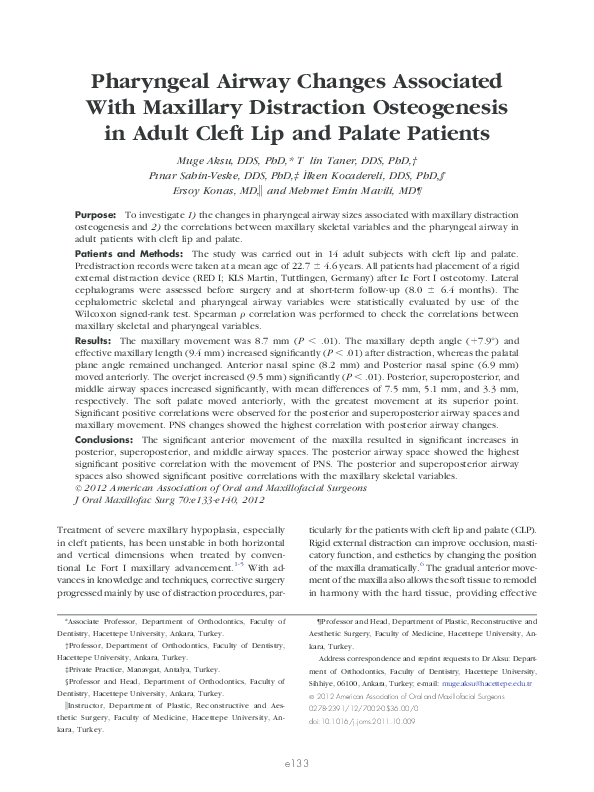 (PDF) Pharyngeal Airway Changes Associated With Maxillary Distraction Osteogenesis in Adult ...
