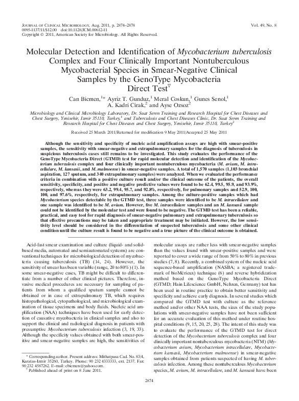 (PDF) Molecular Detection and Identification of Mycobacterium tuberculosis Complex and Four ...
