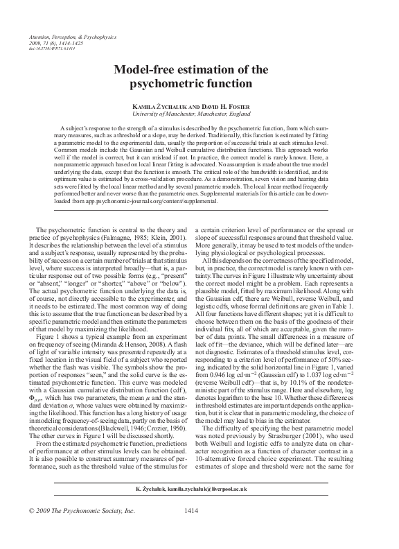 (PDF) Model-free estimation of the psychometric function