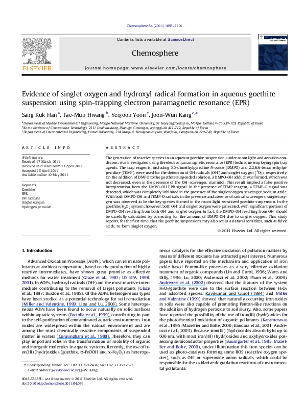 (PDF) Evidence of singlet oxygen and hydroxyl radical formation in ...