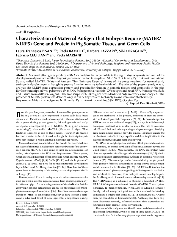 (PDF) Characterization of Maternal Antigen That Embryos Require (MATER ...