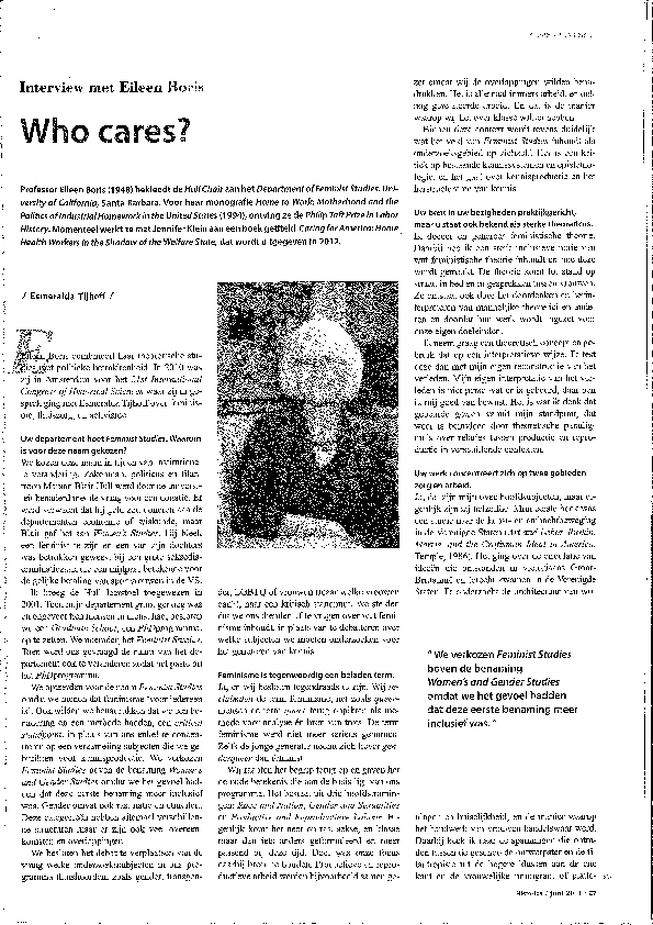 (PDF) Genderview: Who cares? Interview with Eileen Boris