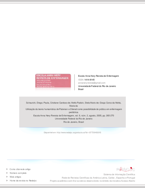 (PDF) Utilização da teoria humanística de Paterson e Zderad como ...
