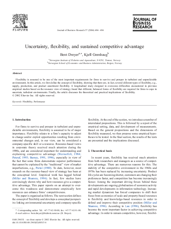 (PDF) Uncertainty, flexibility, and sustained competitive advantage