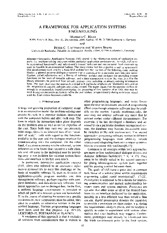 (PDF) A framework for application systems engineering
