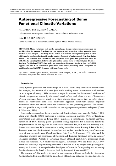 (PDF) Autoregressive Forecasting of Some Functional Climatic Variations
