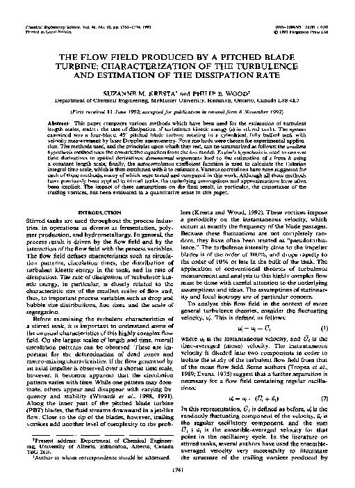 (PDF) The flow field produced by a pitched blade turbine ...