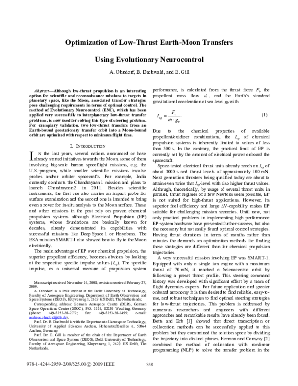 Pdf Optimization Of Low Thrust Earth Moon Transfers Using