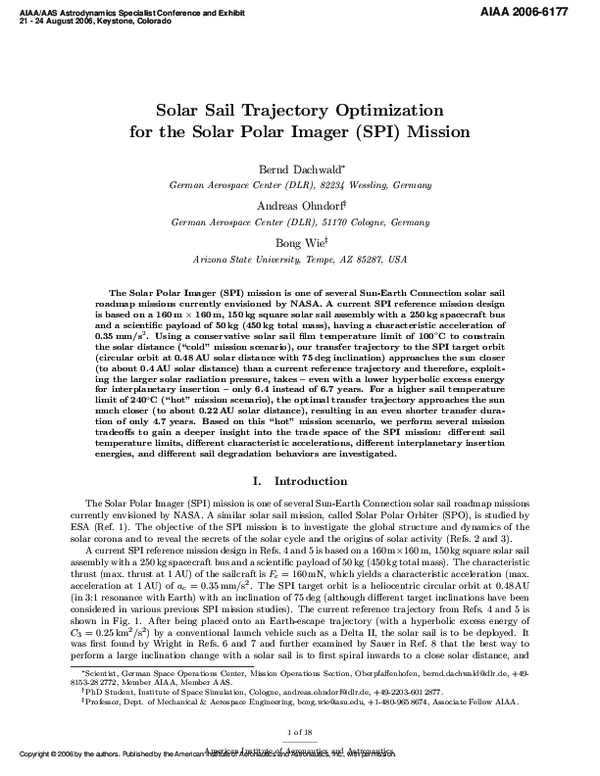(PDF) Solar Sail Trajectory Optimization for the Solar Polar Imager ...
