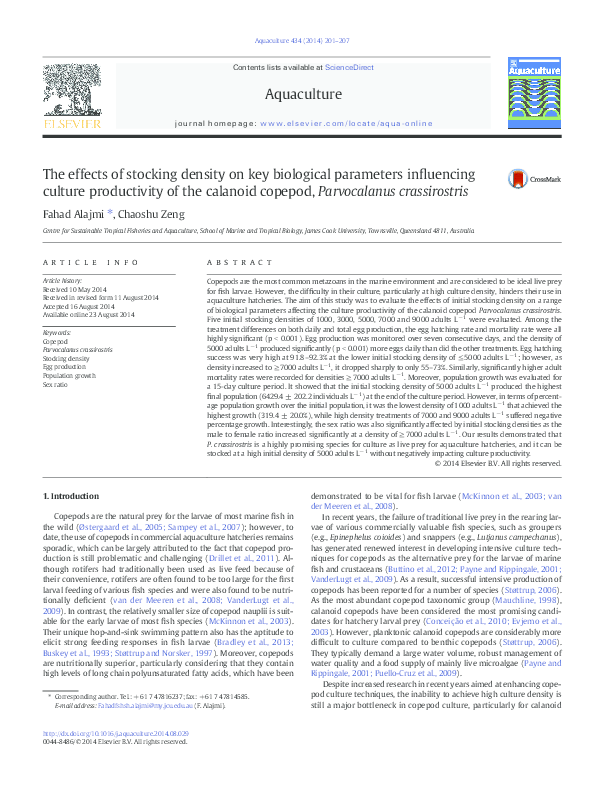 (PDF) The effects of stocking density on key biological parameters ...