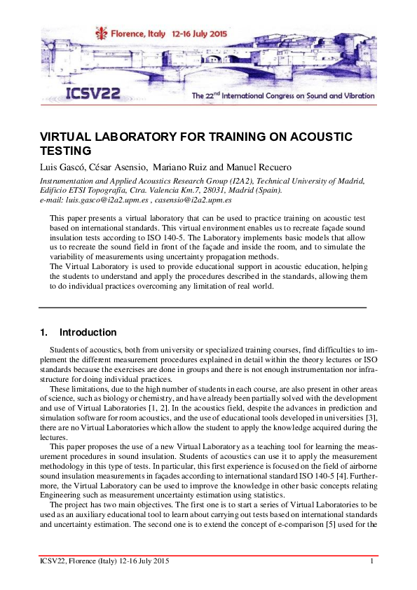 (PDF) Virtual laboratory for training on acoustic testing