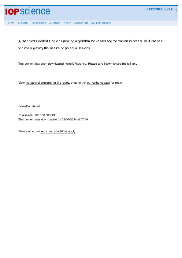 (PDF) A modified Seeded Region Growing algorithm for vessel segmentation in breast MRI images ...