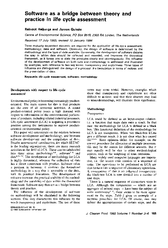 (PDF) Software as a bridge between theory and practice in life cycle ...