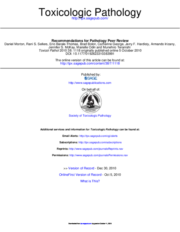 (PDF) Recommendations for Pathology Peer Review