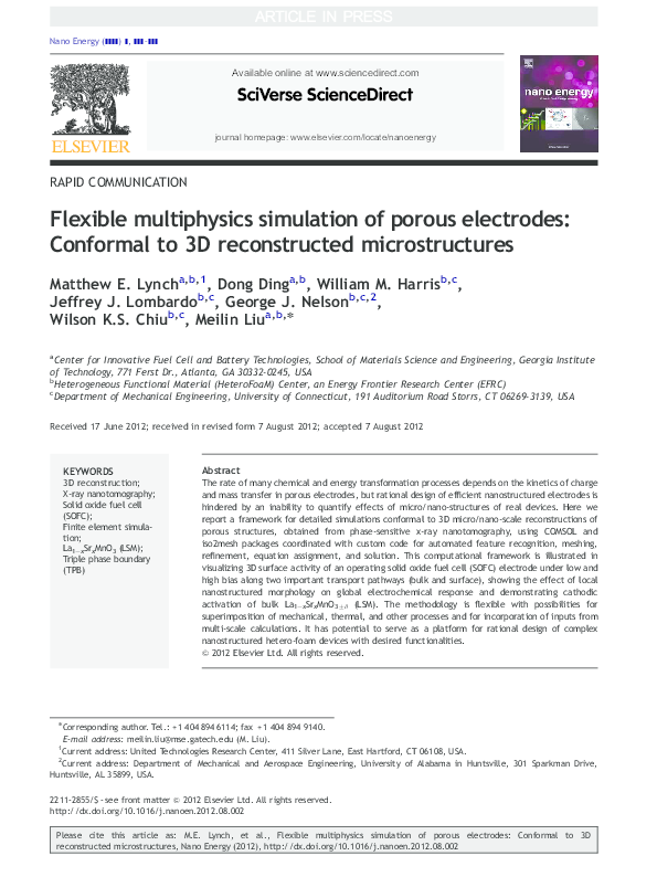 (PDF) Flexible multiphysics simulation of porous electrodes: Conformal to 3D reconstructed ...