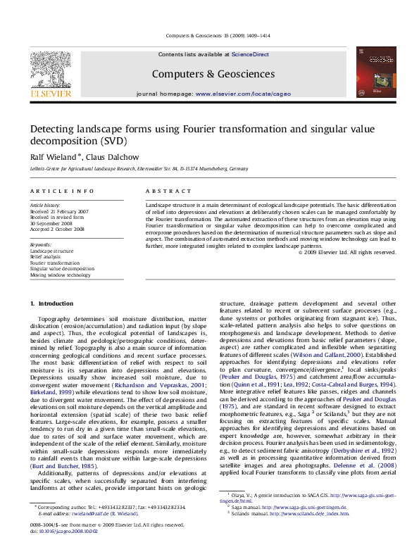 Pdf Detecting Landscape Forms Using Fourier Transformation And Singular Value Decomposition Svd