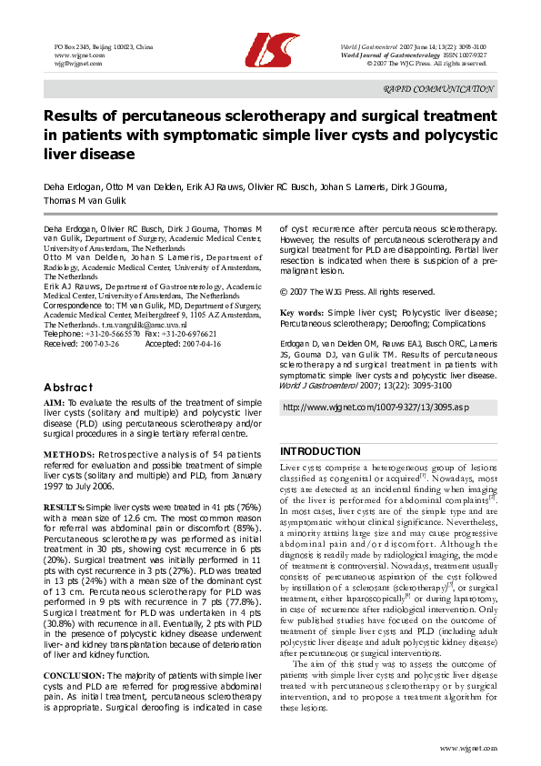 (PDF) Systematic review of laparoscopic fenestration and percutaneous ...