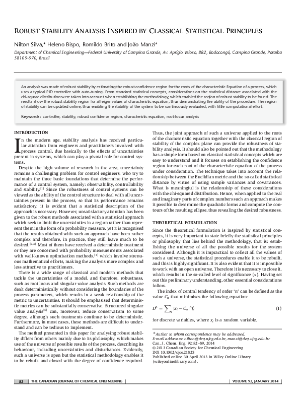 (PDF) Robust stability analysis inspired by classical statistical principles