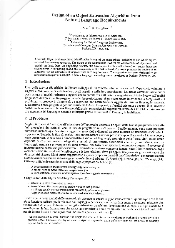 (PDF) Design of an object extraction algorithm from natural language requirements