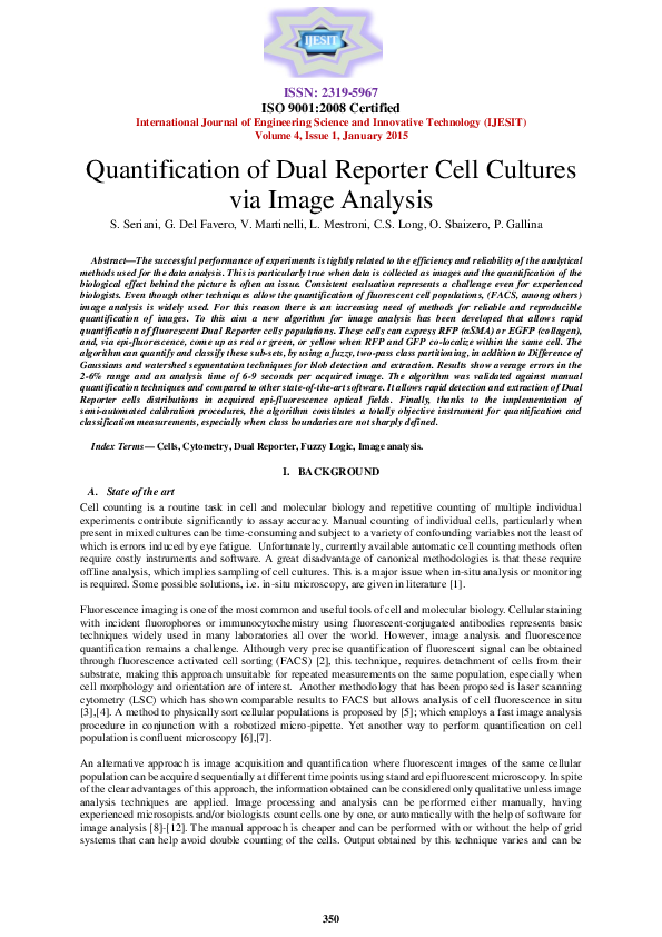 Quantification of Dual Reporter Cell Cultures via Image Analysis