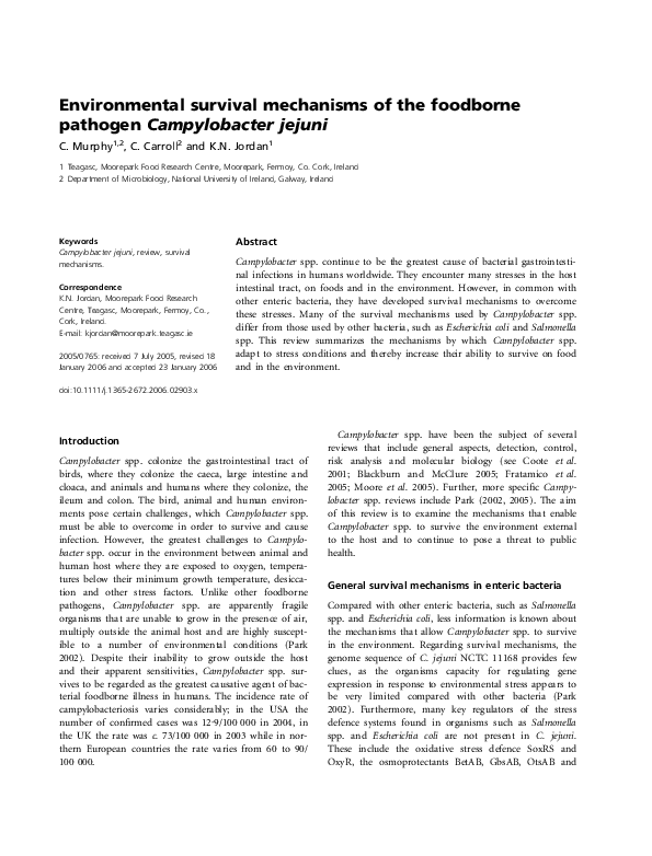 (PDF) Environmental survival mechanisms of the foodborne pathogen ...