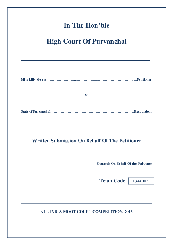 (PDF) In The Hon'ble High Court Of Purvanchal ...