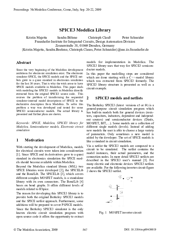 (PDF) SPICE3 Modelica Library