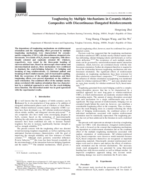 (PDF) Toughening by Multiple Mechanisms in Ceramic-Matrix Composites ...
