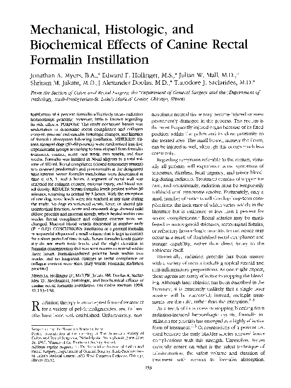 (PDF) Mechanical, histologic, and biochemical effects of canine rectal ...