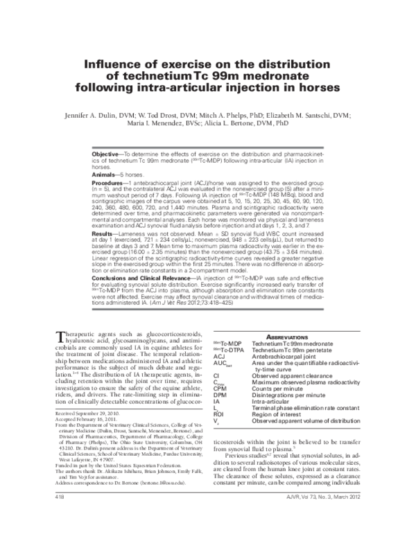 (PDF) Influence of exercise on the distribution of technetium Tc 99m ...