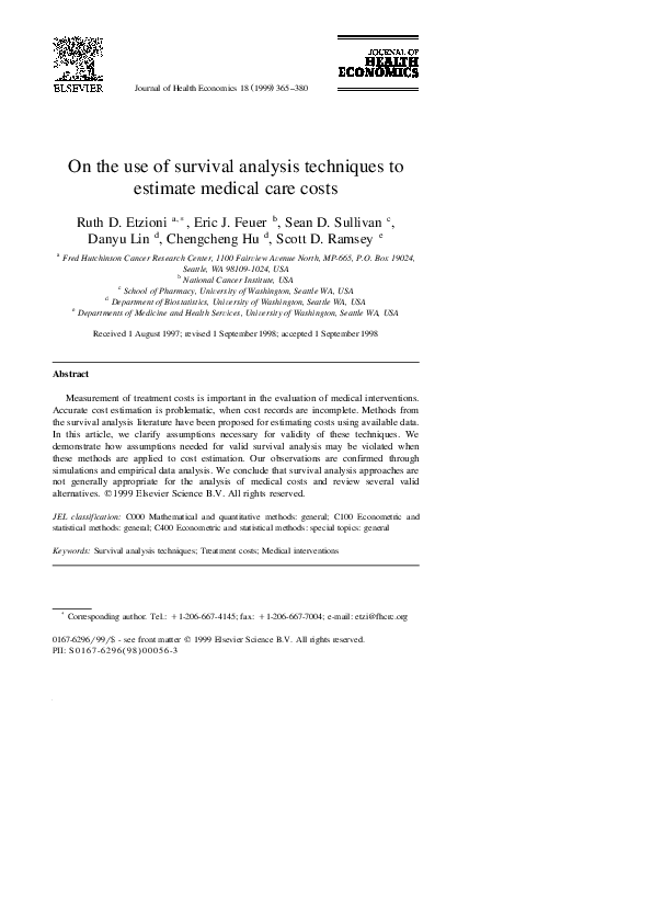 (PDF) On the use of survival analysis techniques to estimate medical ...