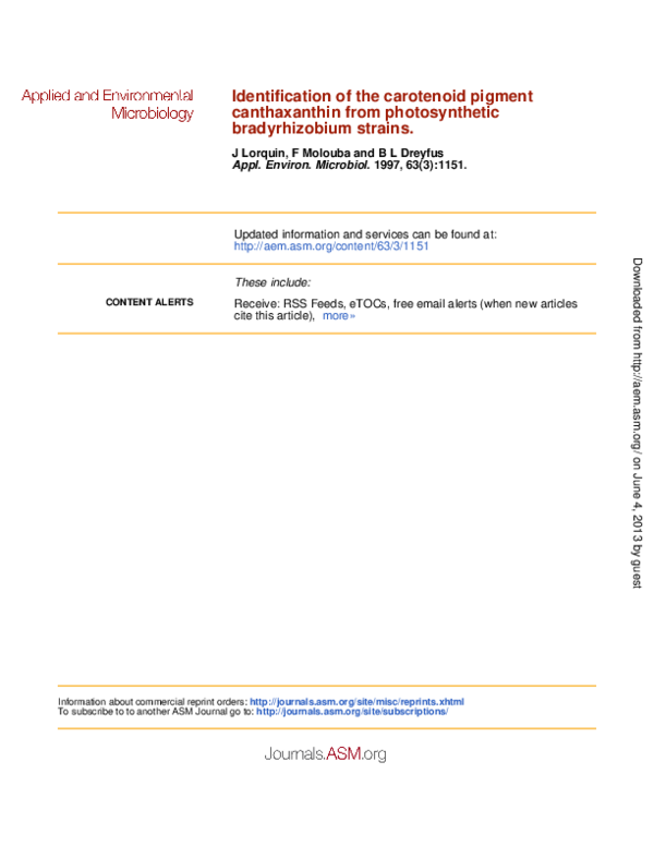 (PDF) Identification of the carotenoid pigment canthaxanthin from ...