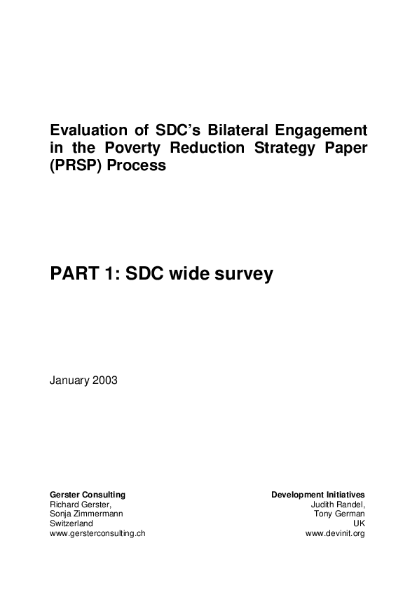 (PDF) Evaluation of SDC's Bilateral Engagement in the Poverty Reduction ...